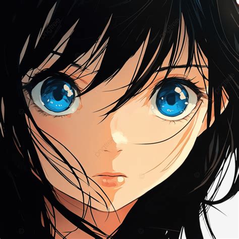 파란 눈과 검은 머리를 가진 소녀의 애니메이션 스타일 일러스트 여자 파란 눈 흑발 Png 일러스트 및 이미지 에 대한 무료 다운로드 Pngtree
