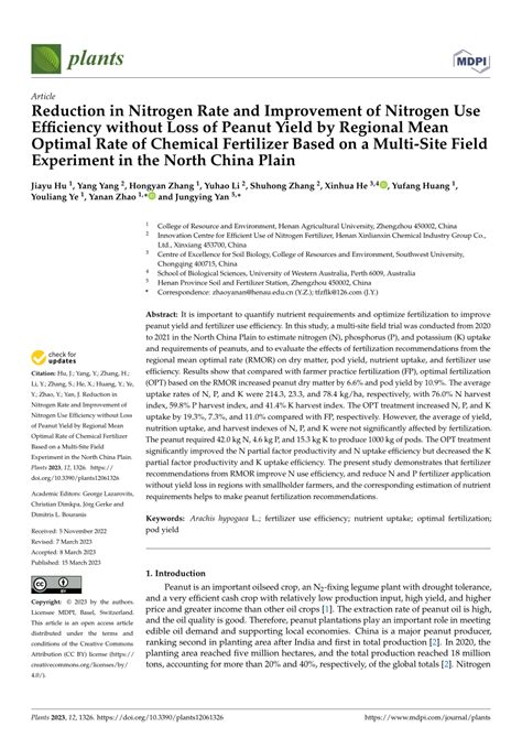 Pdf Reduction In Nitrogen Rate And Improvement Of Nitrogen Use Efficiency Without Loss Of