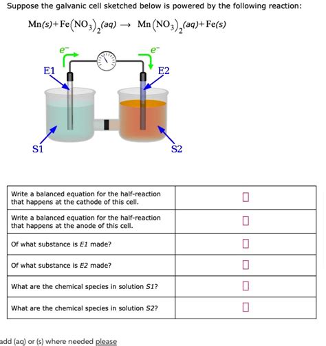 Solved Suppose The Galvanic Cell Sketched Below Is Powered By The
