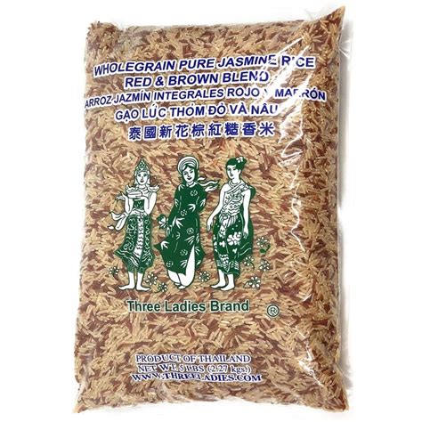Three Ladies Brand 5 Lb Whole Grain Pure Jasmine Rice Red And Brown Blend