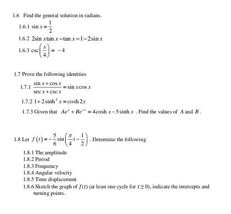Solved 16 Find The General Solution In Radians 161