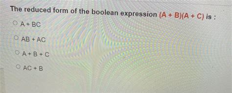 Solved The Reduced Form Of The Boolean Expression A Ba