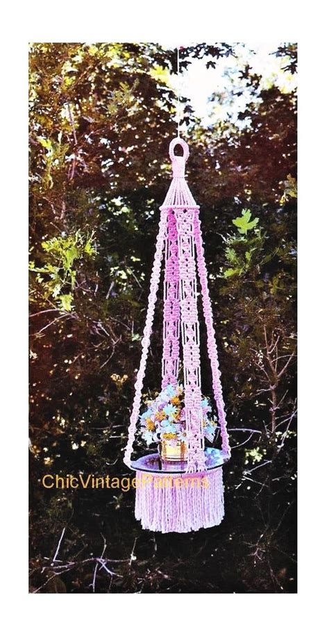 Retro Macrame Hanging Table Pattern Instant Download Vintage Macrame Patterns Macrame Plant