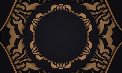 고급스러운 장식과 로고를 위한 장소가 있는 블랙 배너 엽서 인쇄 디자인을 위한 템플릿 0명에 대한 스톡 벡터 아트 및 기타