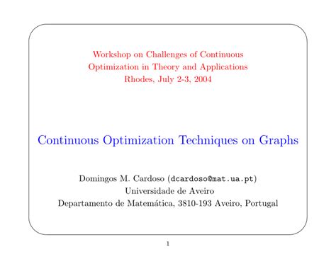 Pdf Continuous Optimization Techniques On Graphs