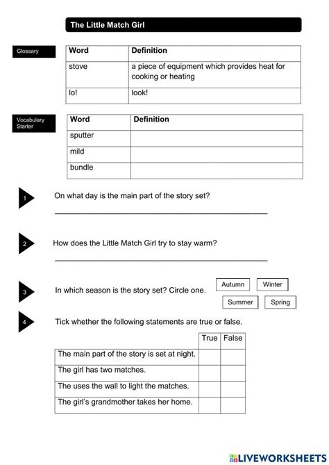 Matchstick Girl Worksheet Live Worksheets