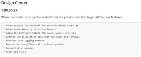 Msp430fr2633 Data Transfer From Design Center Version 1600000 To Design Center Version 180