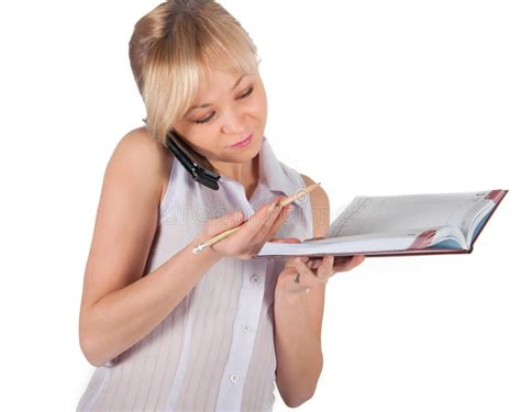 Beautiful Business Woman With Red Notebook Stock Photo Image Of Holding Isolated 28445274