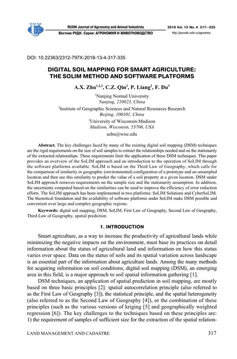 PDF DIGITAL SOIL MAPPING FOR SMART AGRICULTURE THE SOLIM METHOD AND SOFTWARE PLATFORMS