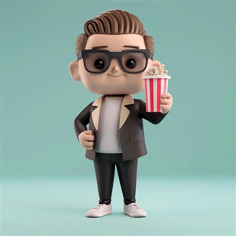 Movie Buff Dad 3d On Solid Background Premium Ai Generated Image