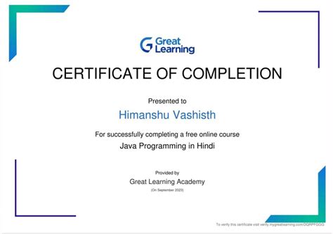Himanshu Vashisth On Linkedin Greatlearningacademy Greatlearning Glacertificate