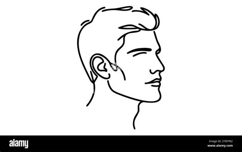 Continuous Line Drawing Of Man Profile Abstract Man Face Minimalistic Beauty Concept Vector