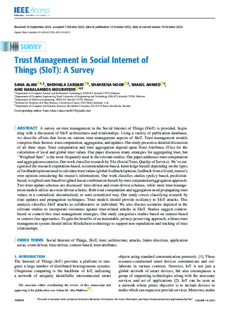 Pdf Trust Management In Social Internet Of Things Siot A Survey