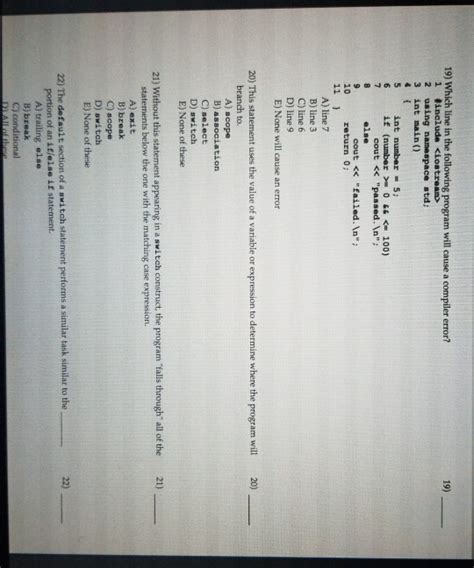 solved 19 19 which line in the following program will