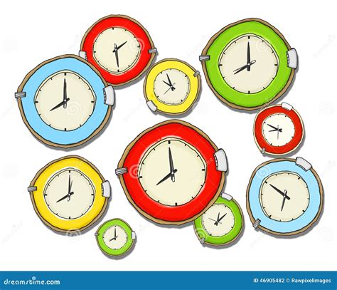 Multicolored Group Of Clock Isolated Stock Illustration Illustration