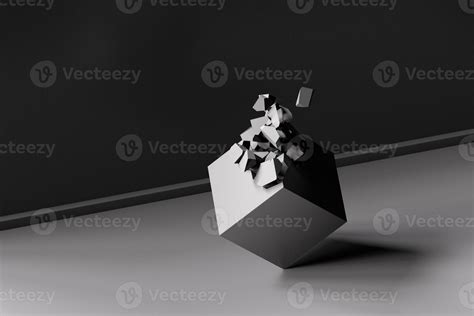 Gray Split Cube In Sketch Style D Rendering Stock Photo At Vecteezy