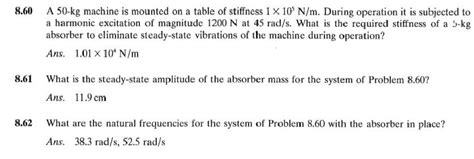 solved 8 60 a 50−kg machine is mounted on a table of