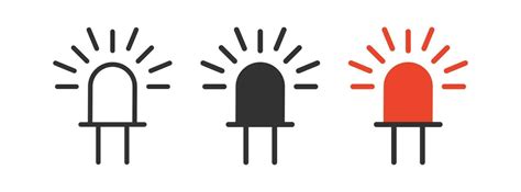 Led Icon Light Emitting Diode Signs Red Bulb Symbol Electronic Component Symbols Anode