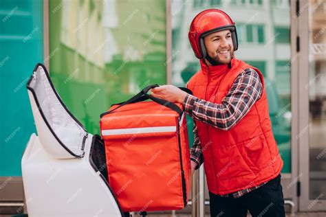 Premium Photo Food Delivery Boy Delivering Food On Scooter