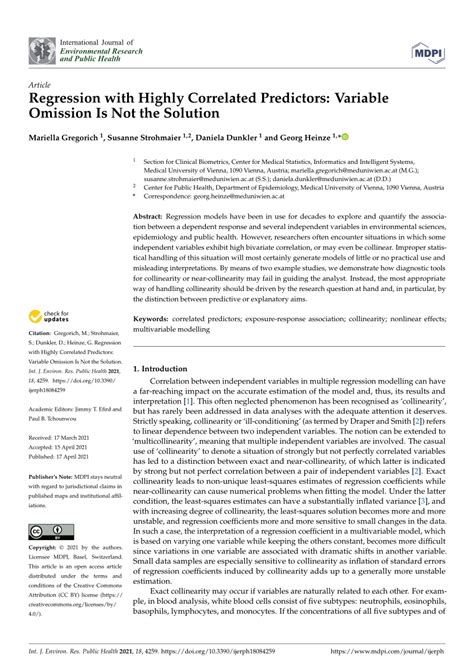 Pdf Regression With Highly Correlated Predictors Variable Omission Is Not The Solution
