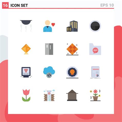 Set Of 16 Modern Ui Icons Symbols Signs For Flying Kite Architecture Soldier Badge Editable Pack