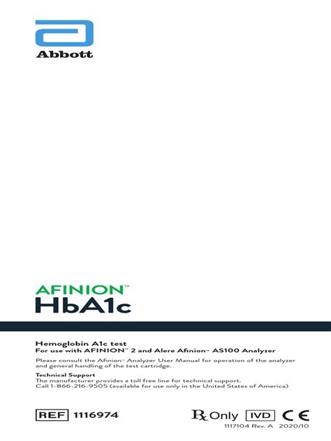 Afinion Hba1c Hemoglobin Test Ifu Pdf Glycated Hemoglobin