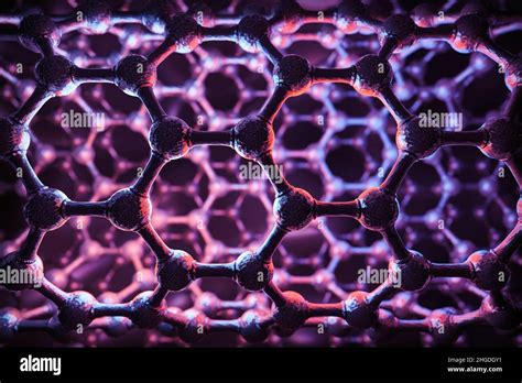 3d Rendering Of Nanotube Structure Purple Science Background Technology Concept Hexagonal