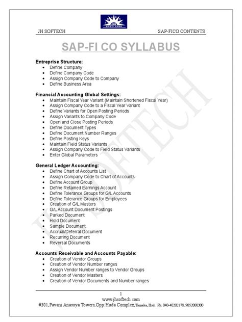 Sap Fico Syllabus Seema Pdf Depreciation Cheque