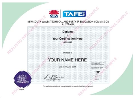 Novelty Replacement TAFE Certificate Realistic Diplomas