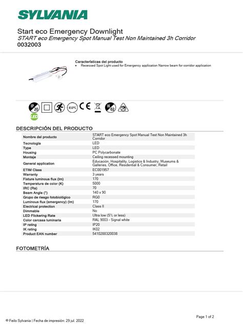 Copia De Led Emergency Downlight Pdf Electromagnetic Spectrum