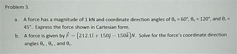 Solved Problem 3 A A Force Has A Magnitude Of 1kn And
