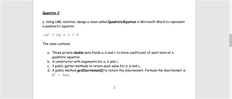 Solved A Using Uml Notation Design A Class Called