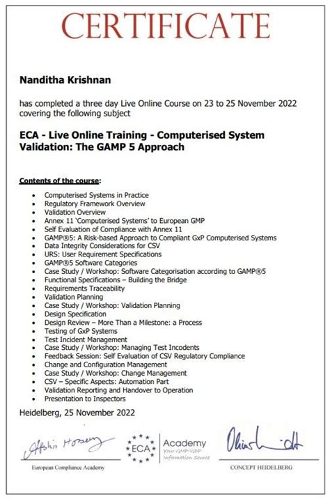 nanditha krishnan on linkedin gamp5 validation csv ecaacademy