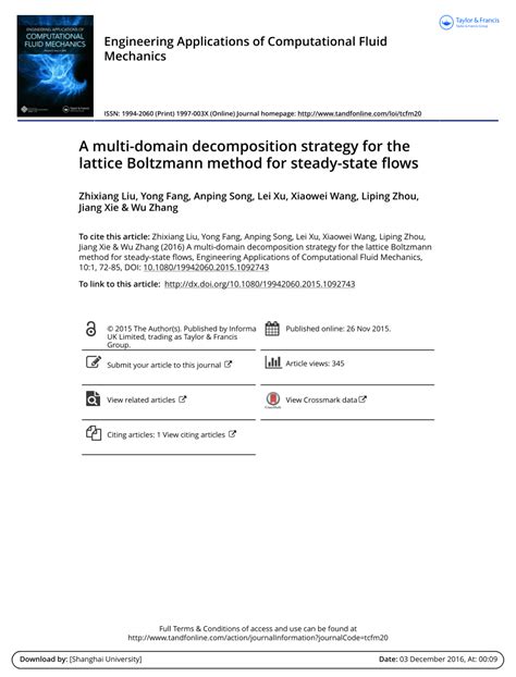 Pdf A Multi Domain Decomposition Strategy For The Lattice Boltzmann Method For Steady State Flows