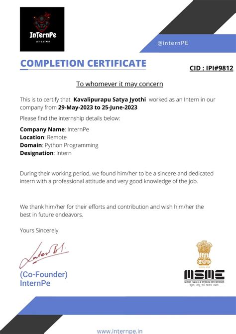 Kavalipurapu Satya Jyothi On Linkedin Internship Pythonprogramming