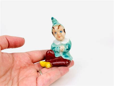 Vintage Fairy Pixie Figurine Miniature Hand Painted Ceramic Gnome Imp