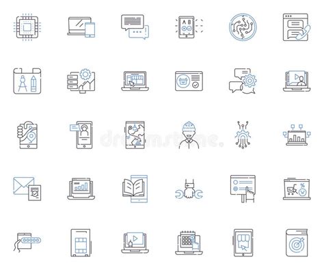 Automated Learning Line Icons Collection Ai Machine Learning