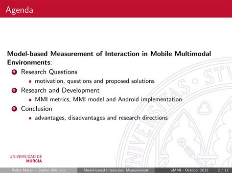 Model Based Measurement Of Interaction In Mobile Multimodal Environments Ppt