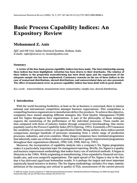 Basic Process Capability Indices Pdf Normal Distribution Statistics