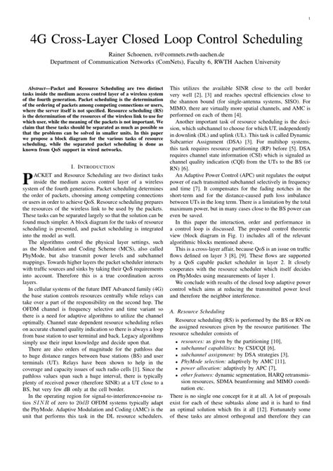 Pdf 4g Cross Layer Closed Loop Control Scheduling