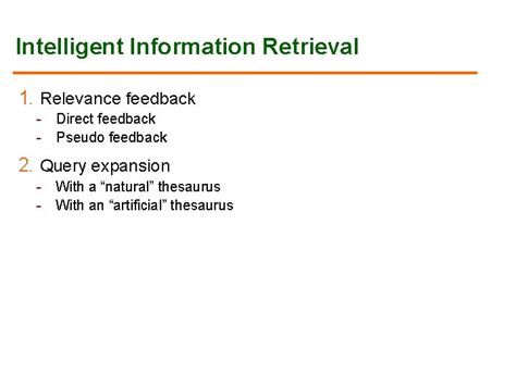 Information Retrieval And Web Search Relevance Feedback Query
