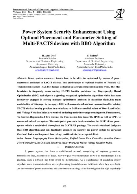 pdf power system security enhancement using optimal placement and