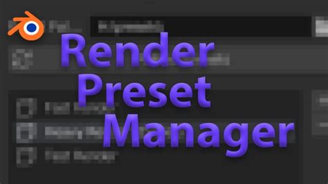 Render Settings Preset Creator Addon Rblender
