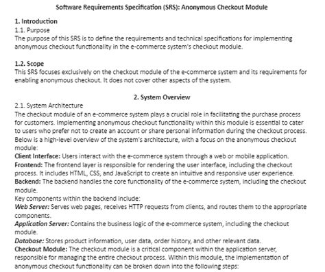 Software Requirements Specification Srs Anonymous Checkout Module