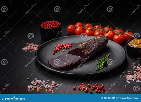 Delicious Smoked Armenian Basturma with Spices and Herbs Stock Image ...