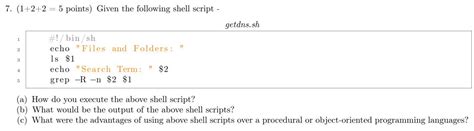 Solved 7 122 5 Points Given The Following Shell