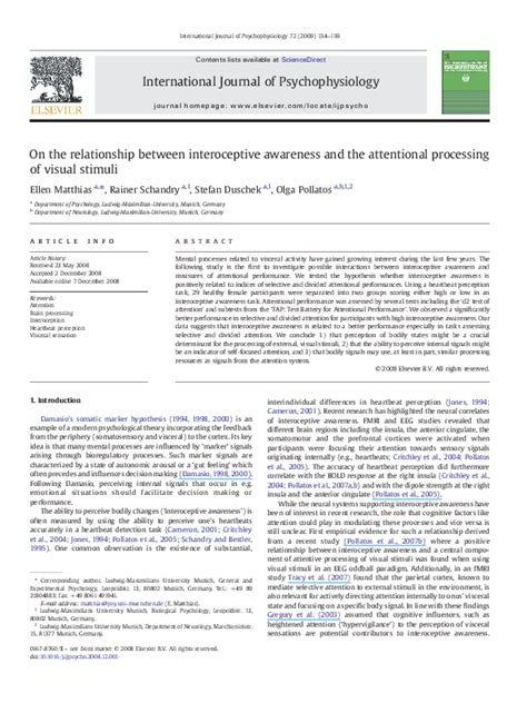 Pdf On The Relationship Between Interoceptive Awareness And The