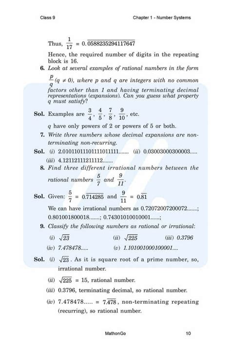 NCERT Solutions For Class Maths Chapter Number Systems MathonGo