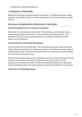 Blockchain Use Cases And Applications By Industry Pdf