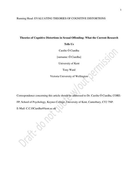 Pdf Theories Of Cognitive Distortions In Sexual Offending What The